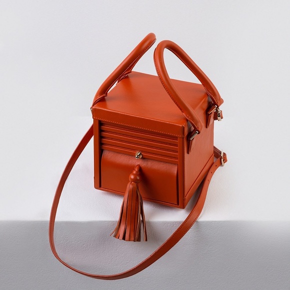 Hâshé Studio | Bags | Hsh Studio Mini Box Bag In Burnt Orange Leather ...